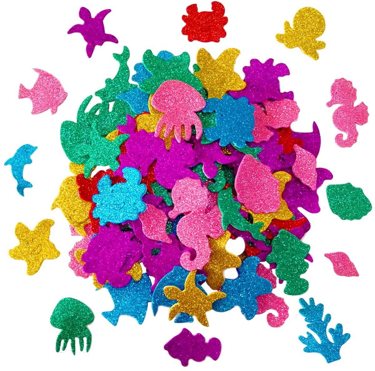 Glitter Colorful Sea Animals Shapes Foam Stickers Self Adhesive Kid's ...