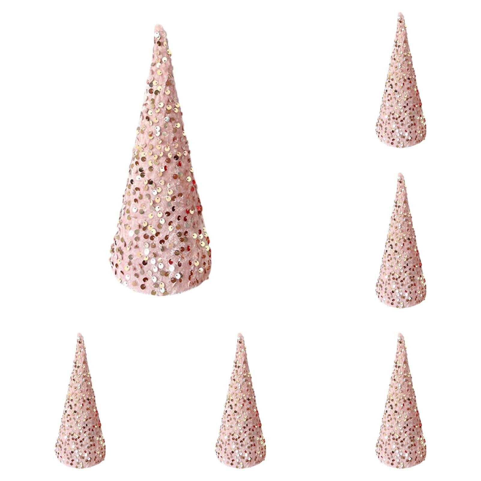 Glitter Cone Tree Decorations,Velvet Sequin Christmas Trees Set for ...