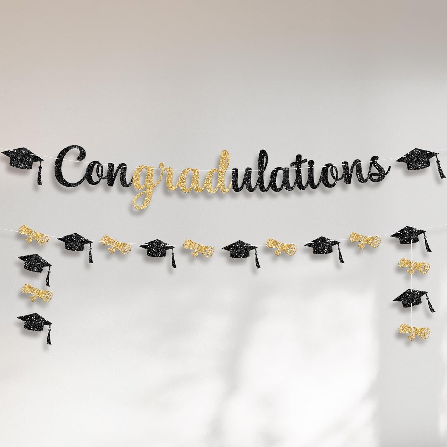 Glitter Congratulations Banner - 10 Feet | Pre- Strung Congrats Grad ...