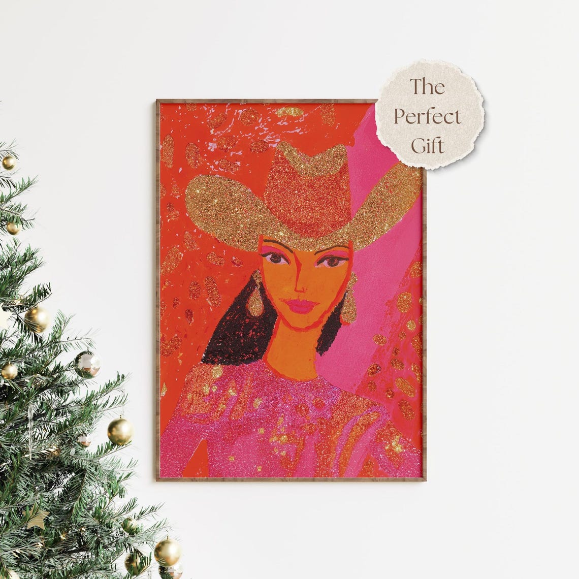 Glitter Cowgirl Wall Art Western Glam Poster Barbiecore Brunette Print ...