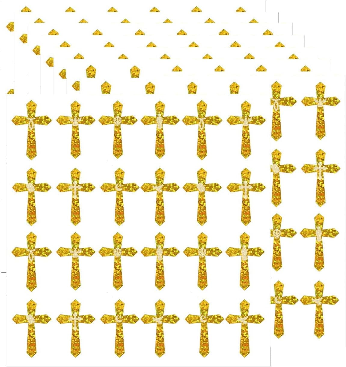 Glitter Cross Stickers for Kids Gold Jesus Christian Decals Religious ...