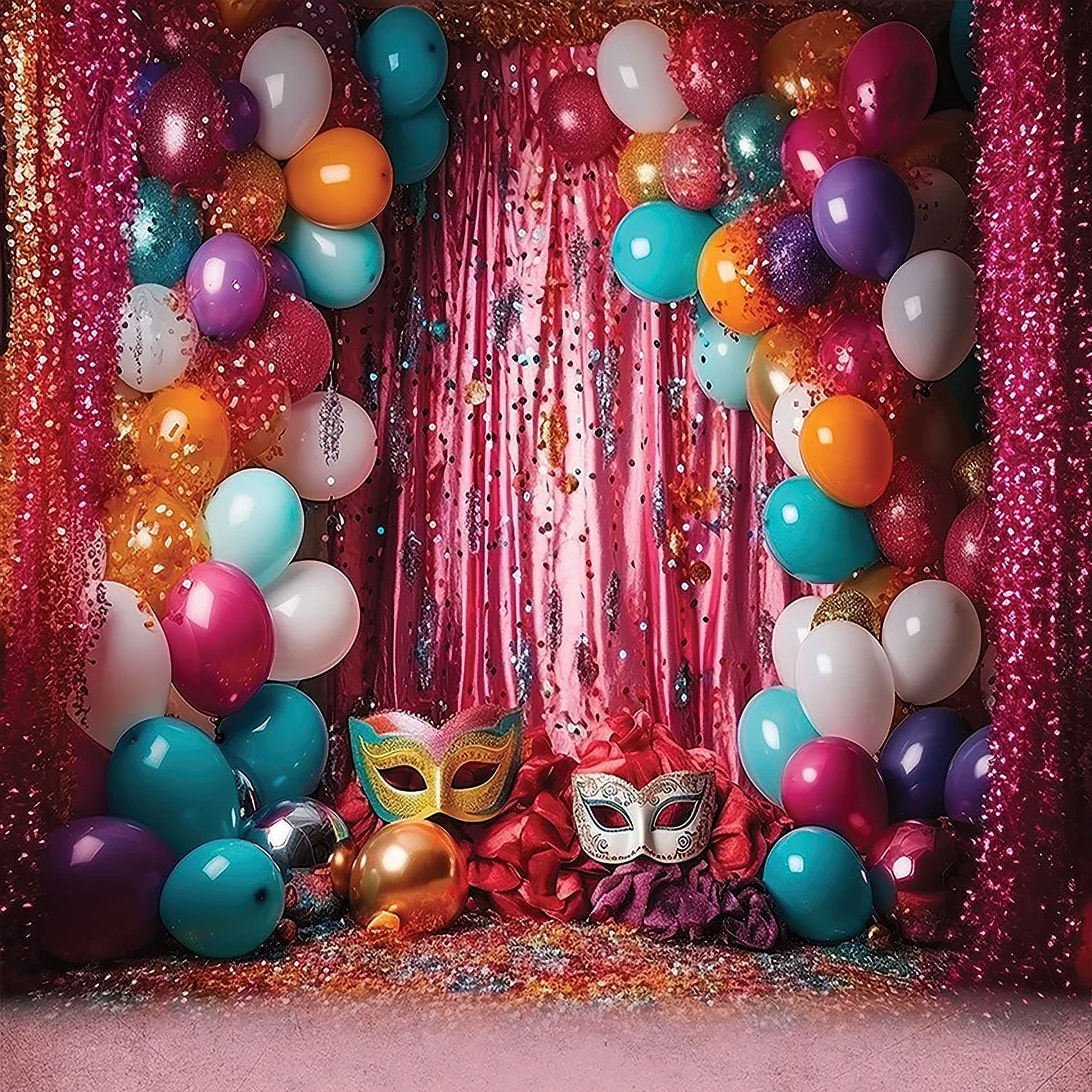 Glitter Curtain Mask Balloon Girl Birthday Party Cake Smash Portrait r ...