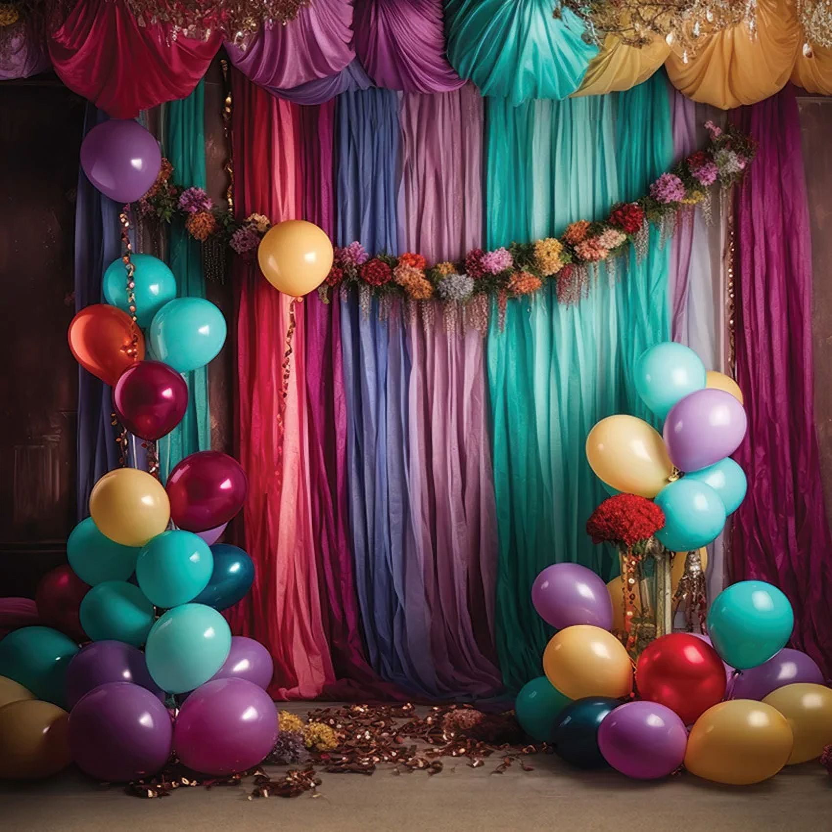 Glitter Curtain Mask Balloon Girl Birthday Party Cake Smash Portrait r ...