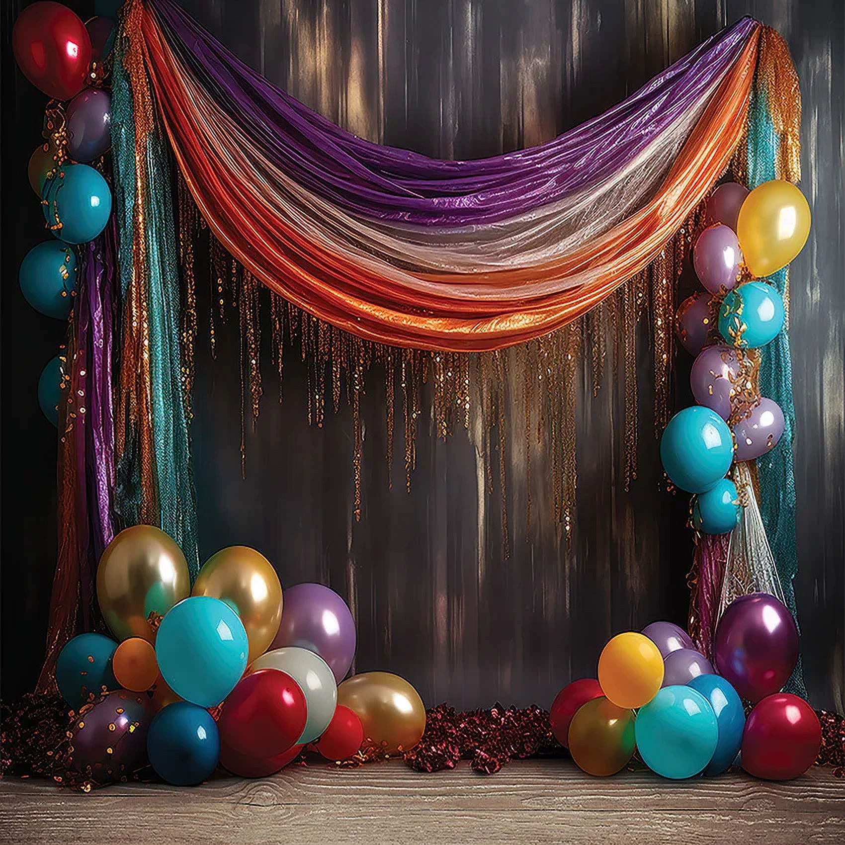 Glitter Curtain Mask Balloon Girl Birthday Party Cake Smash Portrait r ...