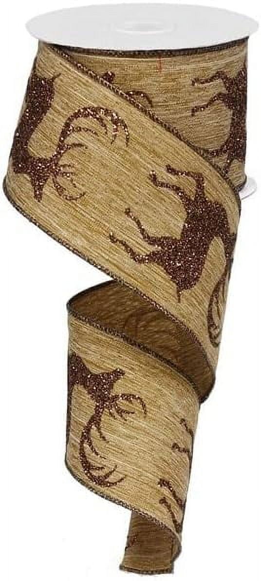 Glitter Deer Wired Ribbon, For Making Playful And Fun Holiday Wreaths ...