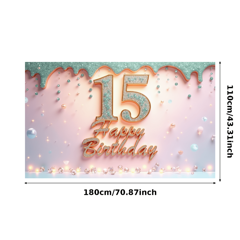 Glitter Design 15th Birthday Banner Decorative Sparkling Birthday ...