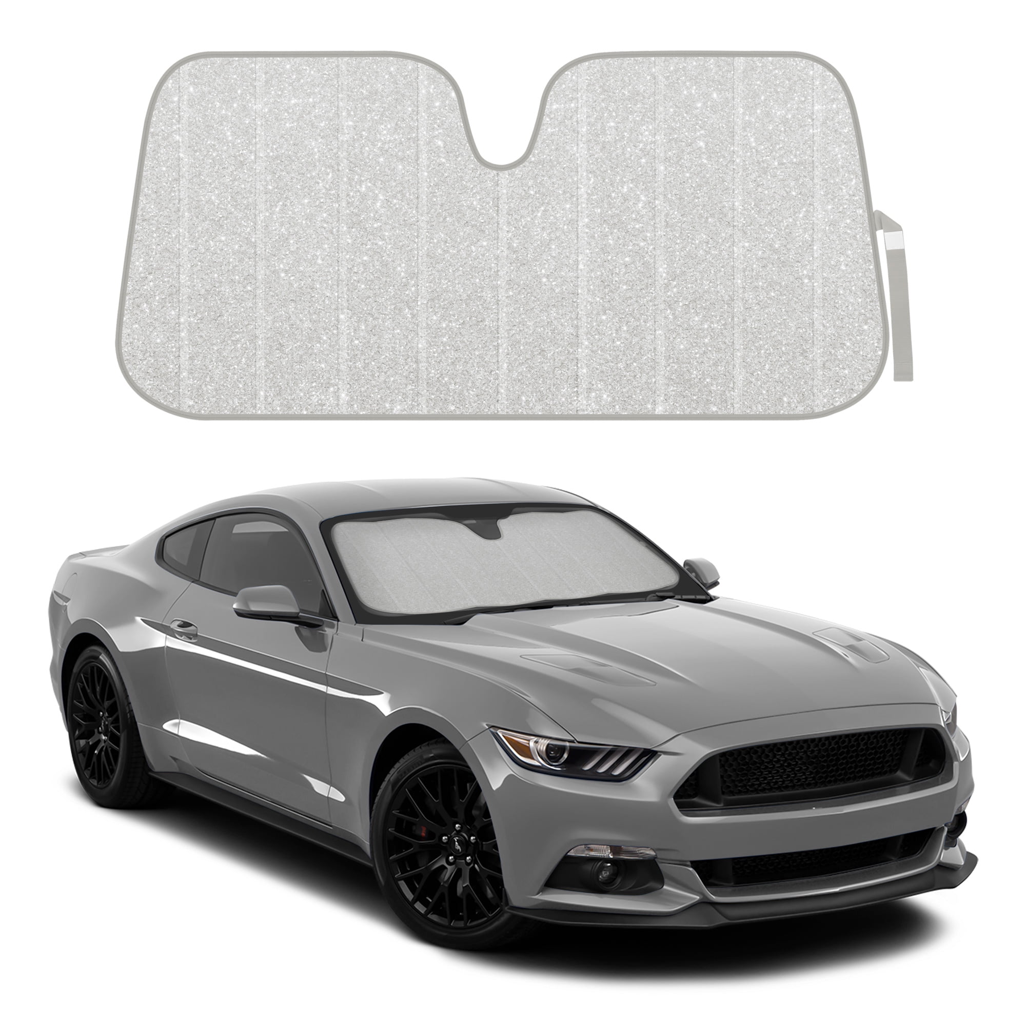 BDK Silver Glitter Windshield Sun Shade - Car Sun Visor Sun Shade for ...