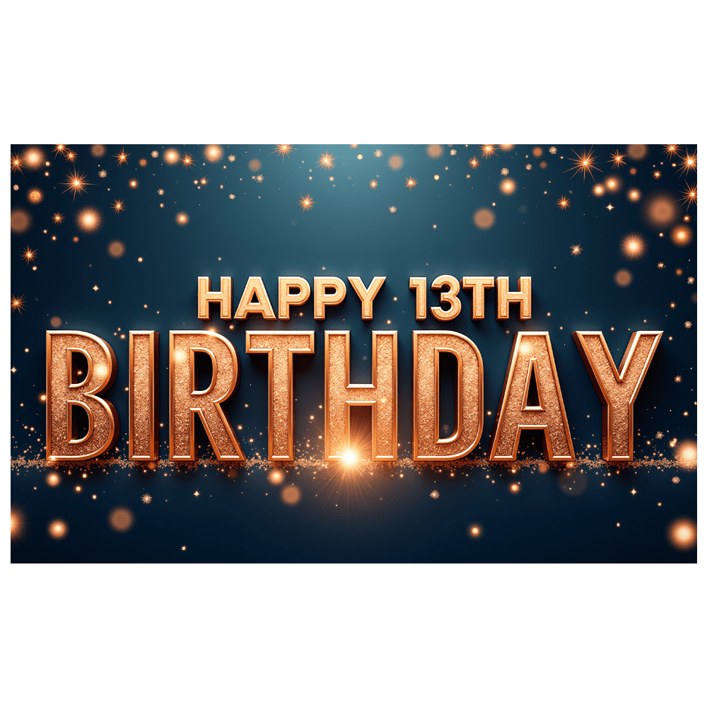 Glitter Design Happy 13th Birthday Party Banner Gold Letters for Teen ...