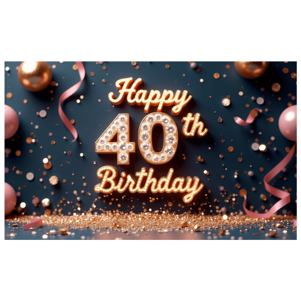 Glitter Design Happy Birthday Banner Decorative Elements 40th Birthday ...