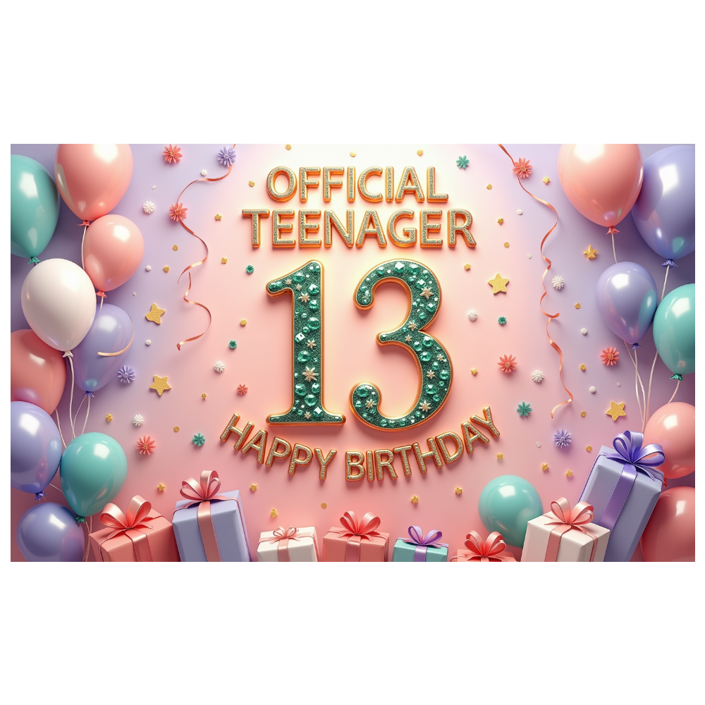 Glitter Design Happy Birthday Banner Elegant Balloon Decor Youth ...