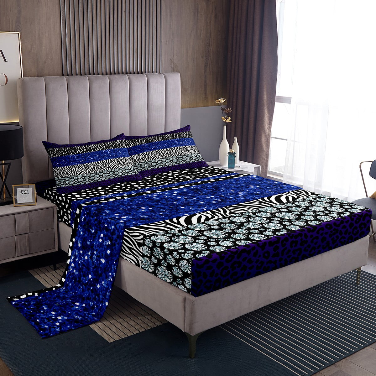 Glitter Diamond Sheets Leopard Bed Sheets Set Cheetah Print Sheet Set ...