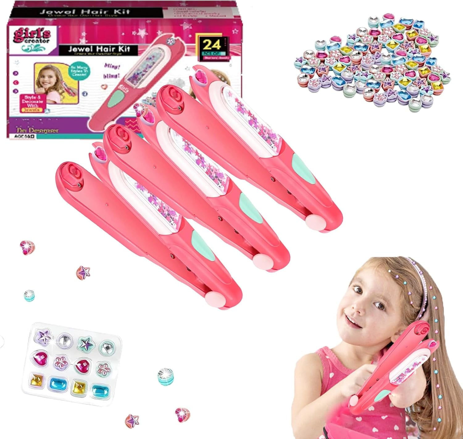Glitter Diamond Styling Tools Hair Gemstone Styling Set to Light Up ...