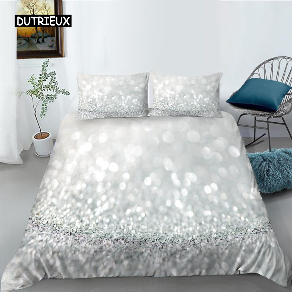 Glitter Duvet Cover Set Shiny Pink Gold Glitter Stars Bedding Set for ...