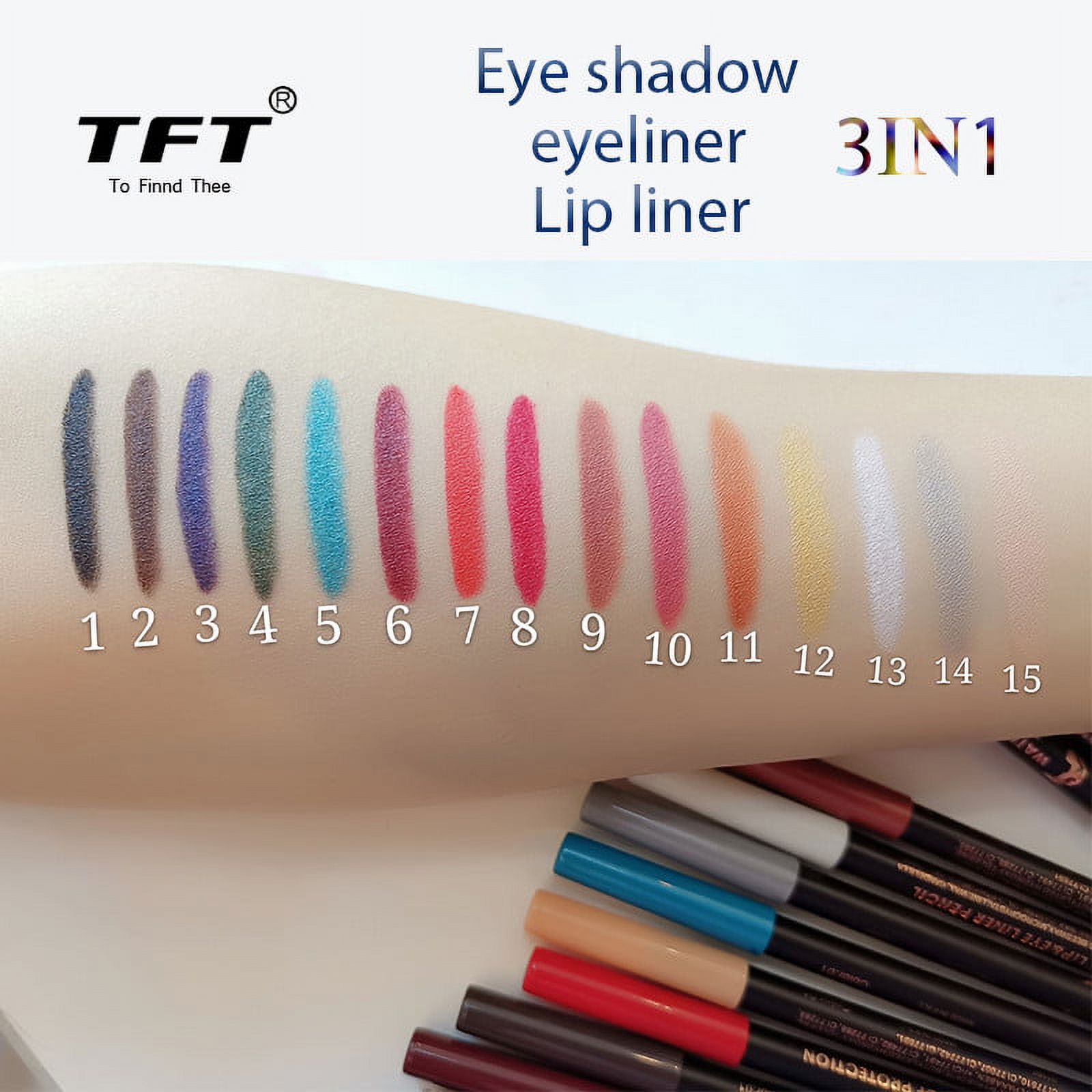 Glitter Eyeshadow Eyeliner Combo, 15 Color Shiny Smoky Eyes, Dual-Ended ...