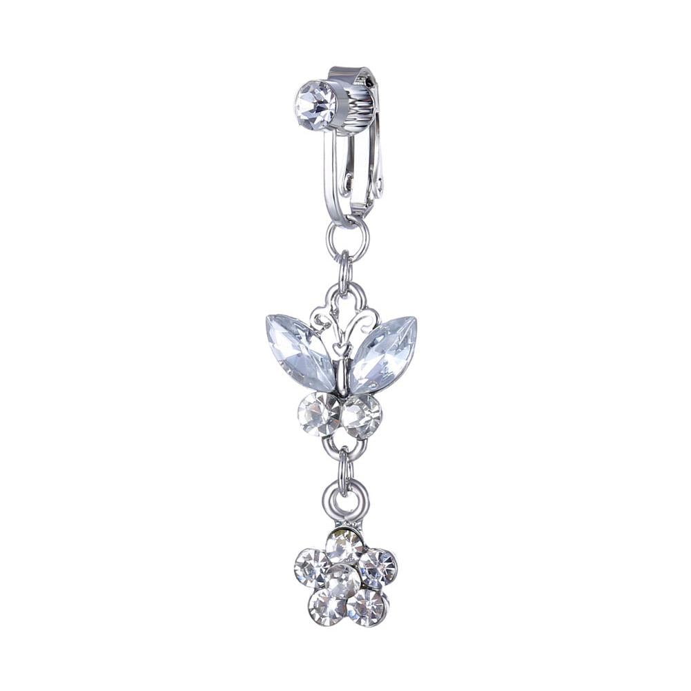 Glitter Fake Belly Button Bar Long Drop Dangle Body Navel A1K3 Non ...