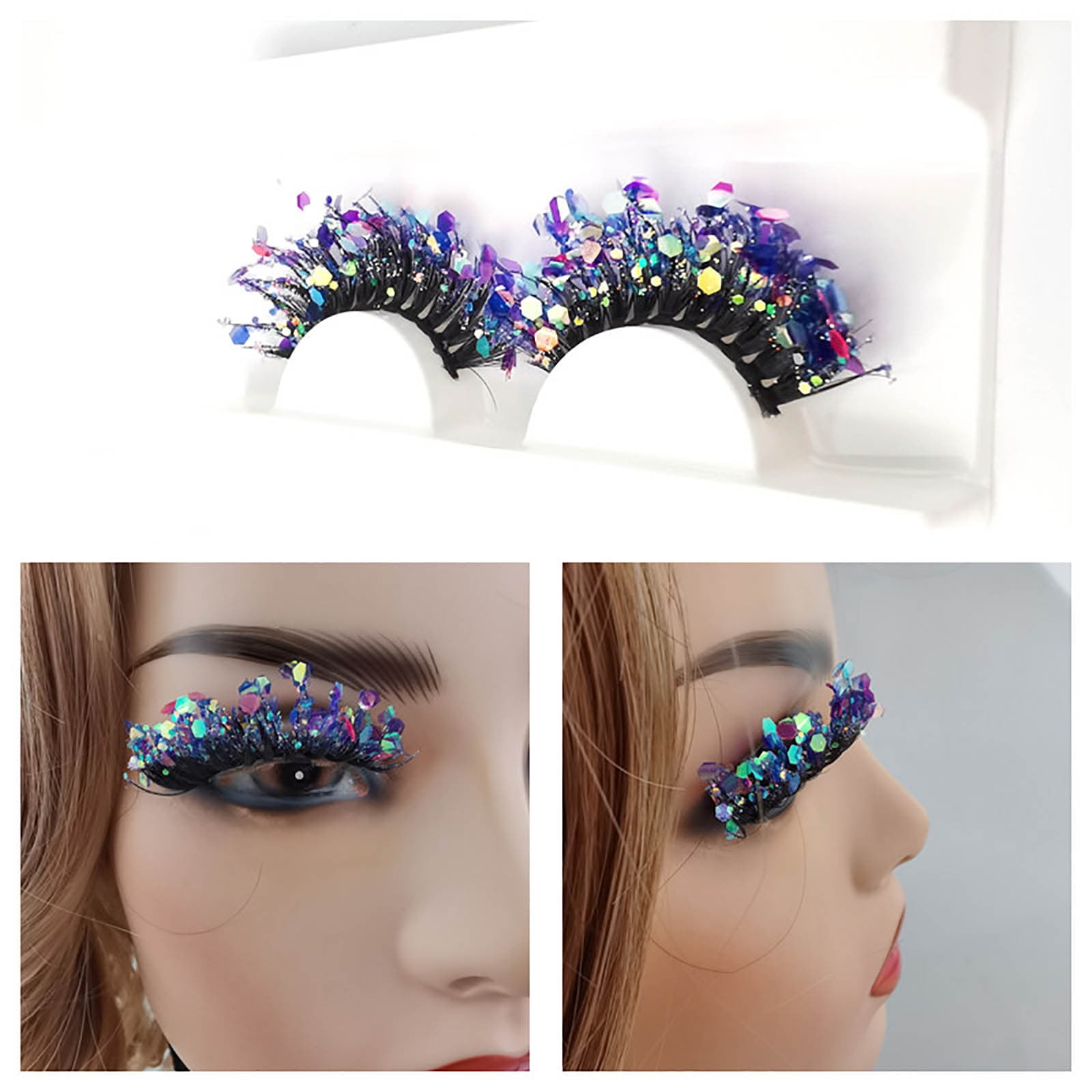 Glitter False Eyelashes Fluorescence Fake Eyelashes Dramatic Fluffy ...