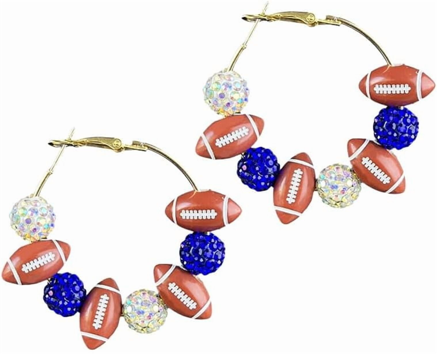 Glitter Football Sports Dangle Earring for Women Funny Rugby Football ...