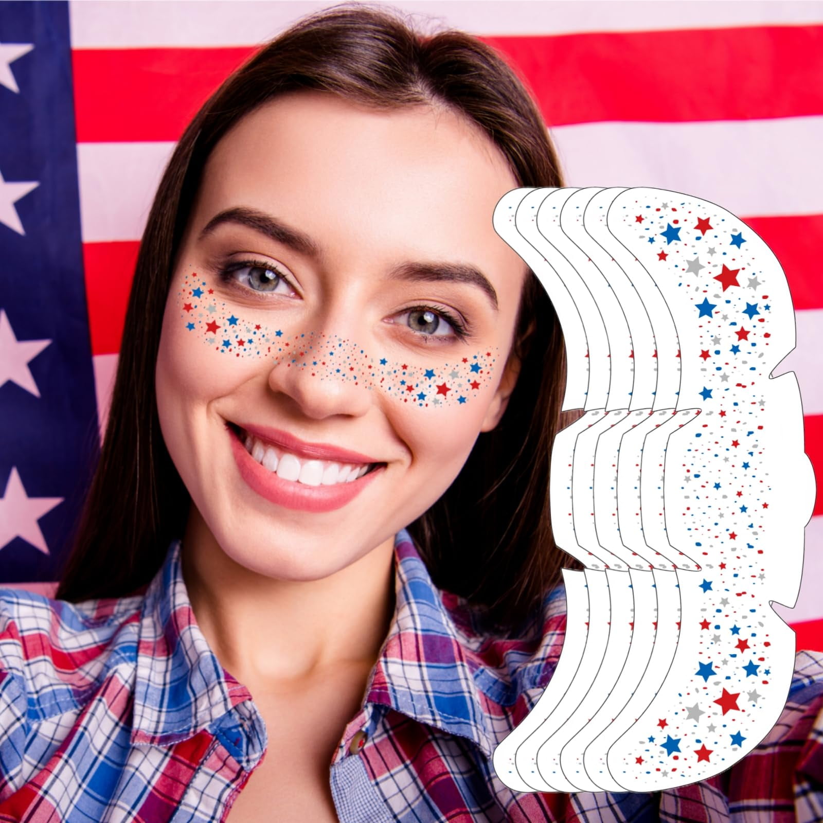 Glitter Freckles 4th of JKF25 July, 6-Pack Face Tattoo Sparkle Star ...
