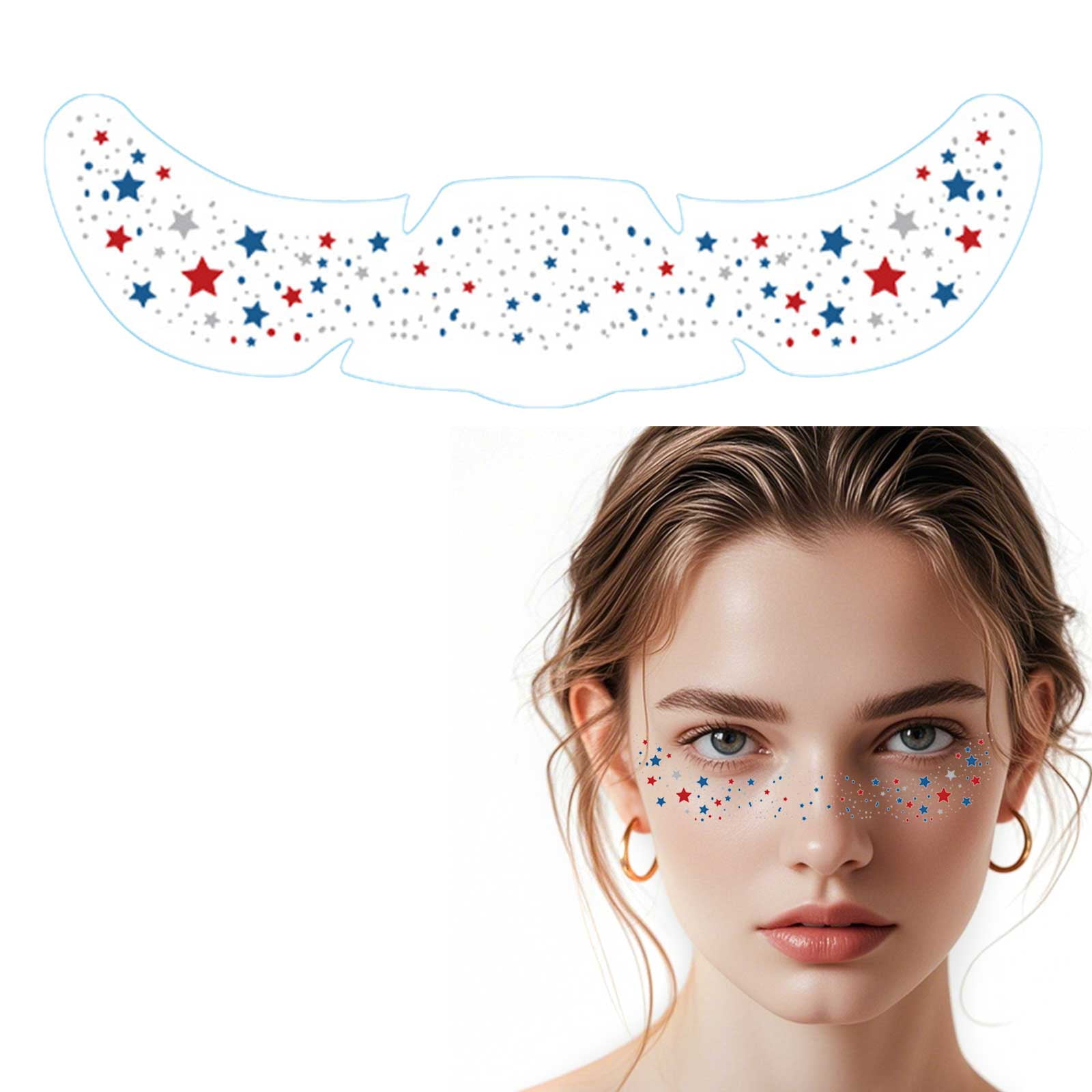 Glitter 4th of July, 6-Pack Face Tattoo Sparkle Star Makeup Patches for ...