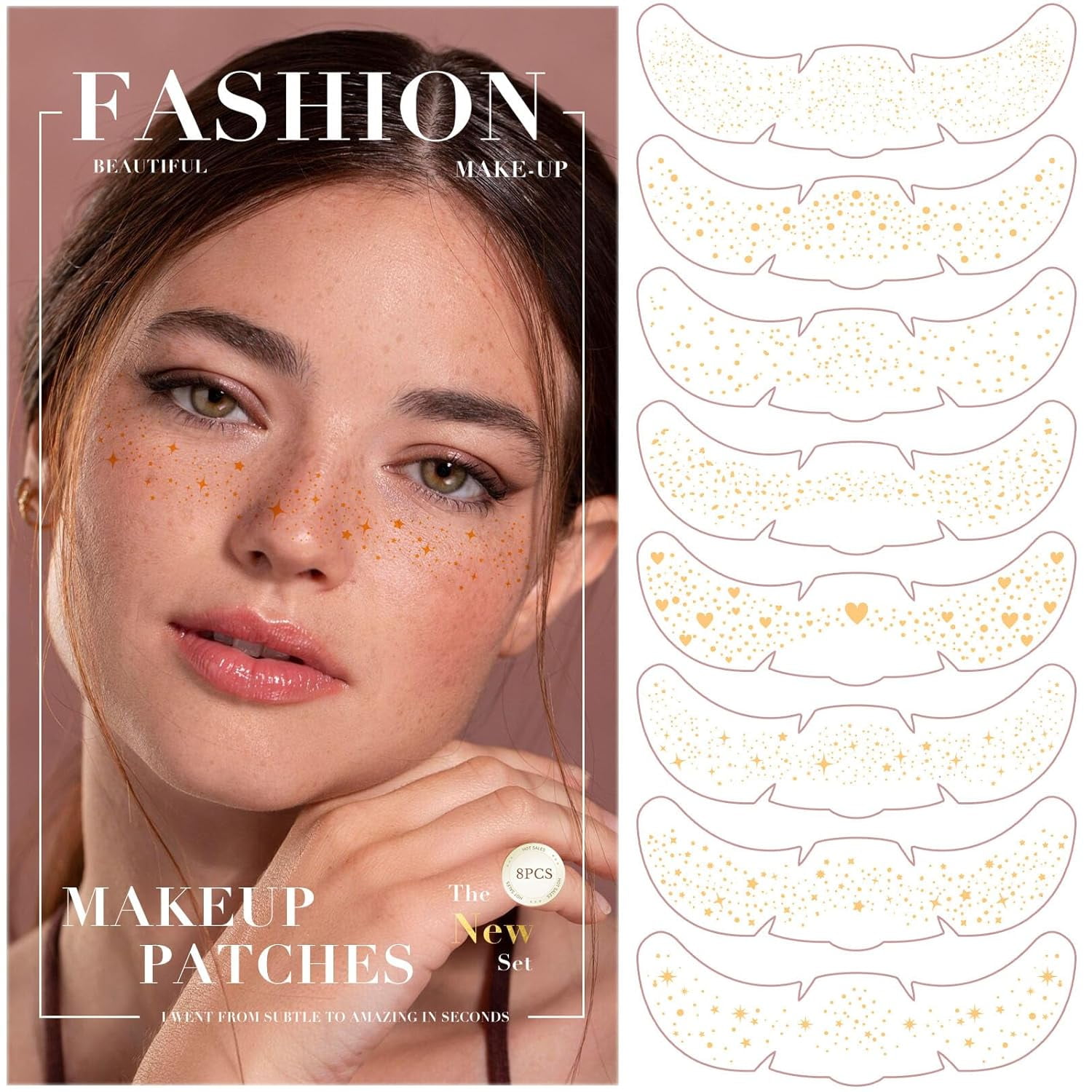 Glitter Freckles 8 Count Rose Gold Glitter Freckles Face Tattoo ...