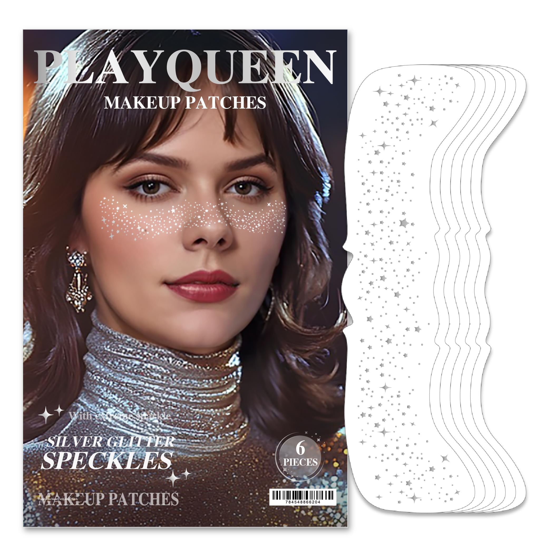 Glitter Freckles Face Tattoo，Face Makeup Patches，Silver Fake Freckles-6 ...