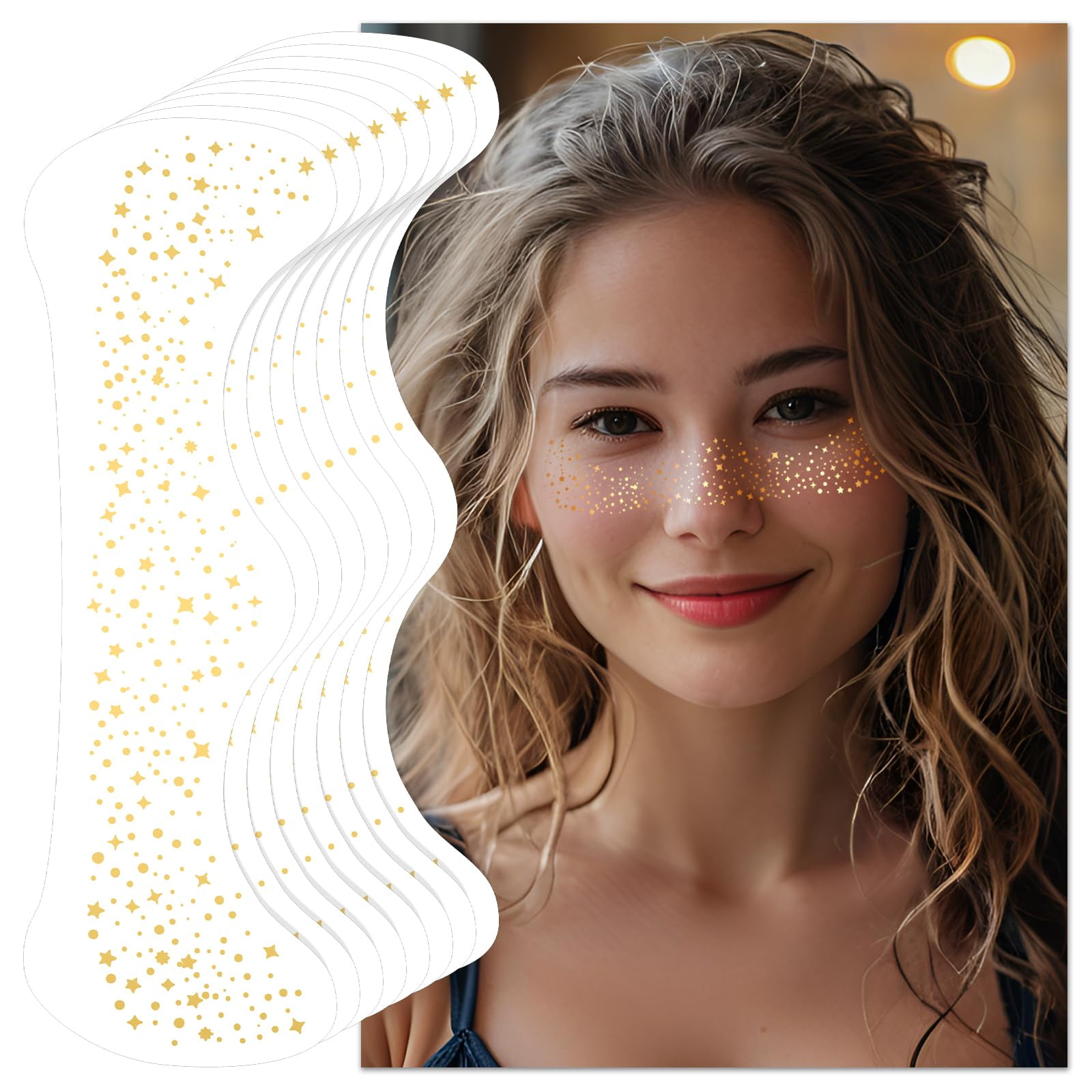 Glitter Freckles Face Tattoo, Gold Freckles Temporary Face Fake ...