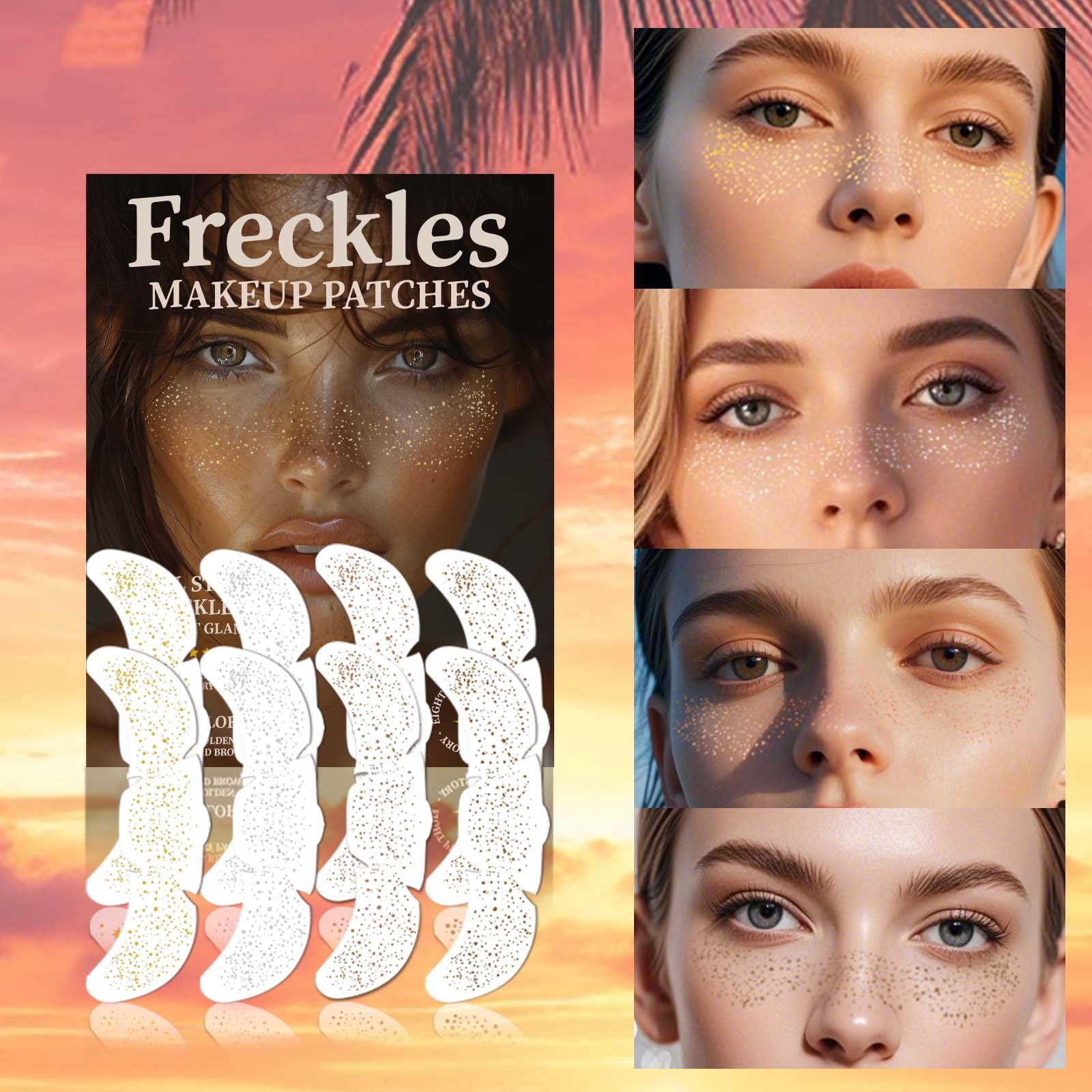 Glitter Makeup Patches 8 Pack Cute Face Tattoo Sparkly Gold Temporary ...