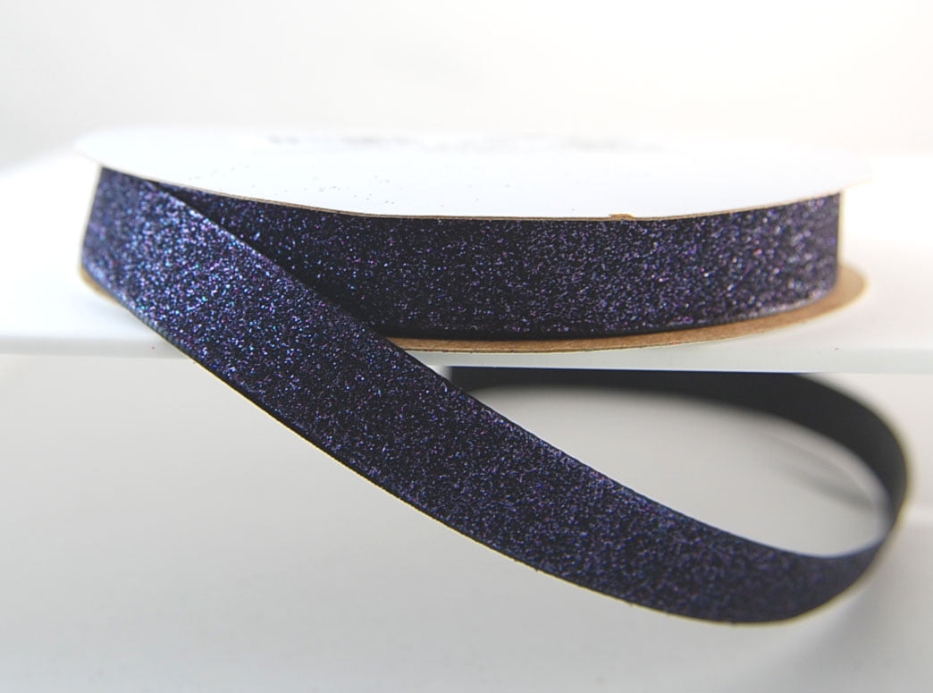 Glitter Frosted Satin Midnight Dark Purple Ribbon 5/8" - 25 Yards ...