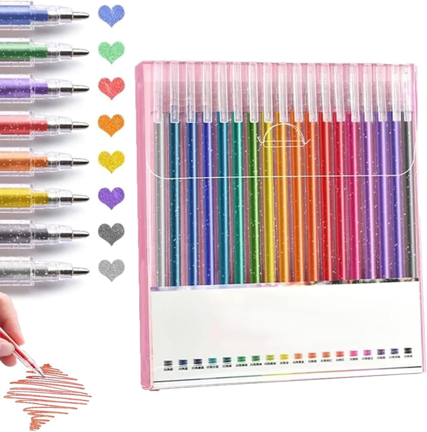 Glitter Gel Pen Set, Glitter Coloured Pens, Metallic Vibrant Sparkle ...