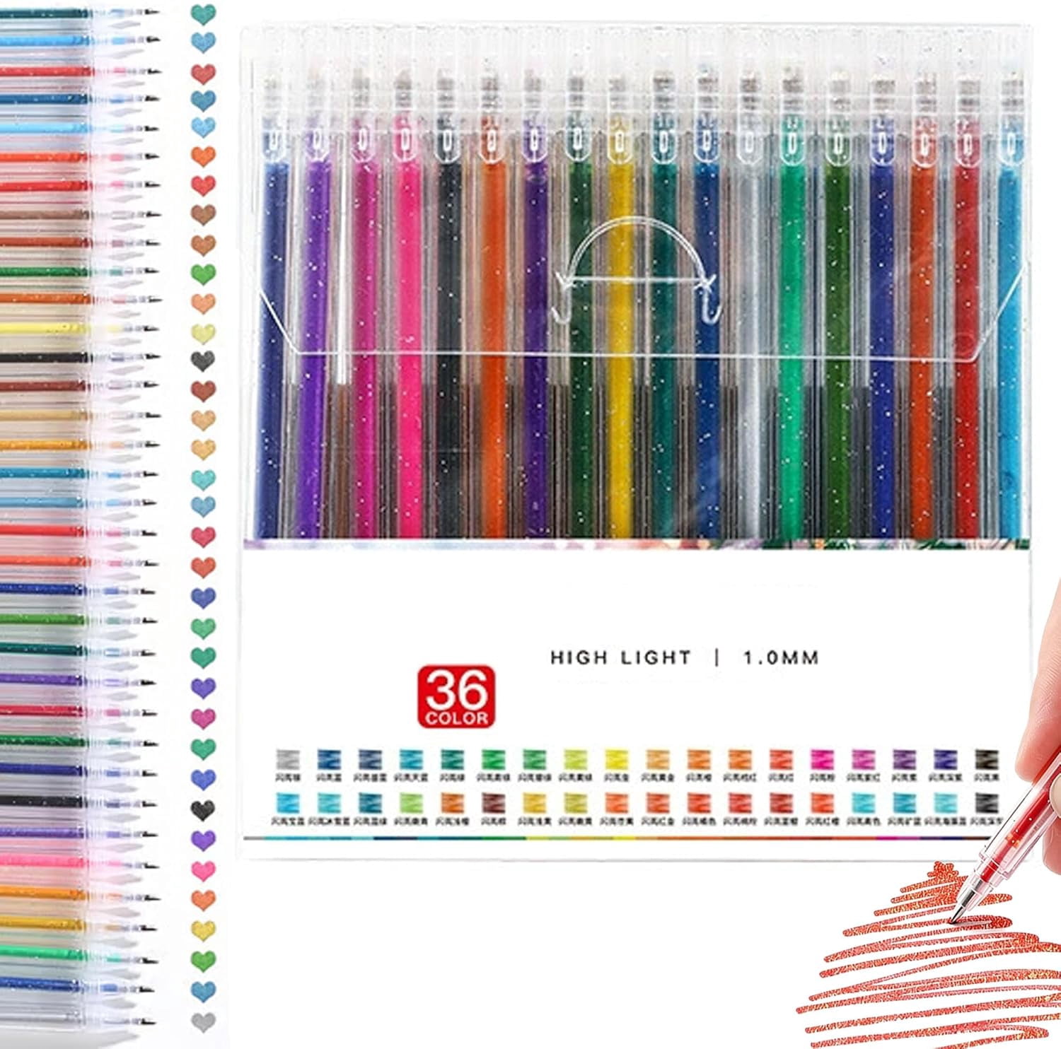 Glitter Gel Pen Set - High-Saturation Sparkling Pens, No-Bleed Dense ...