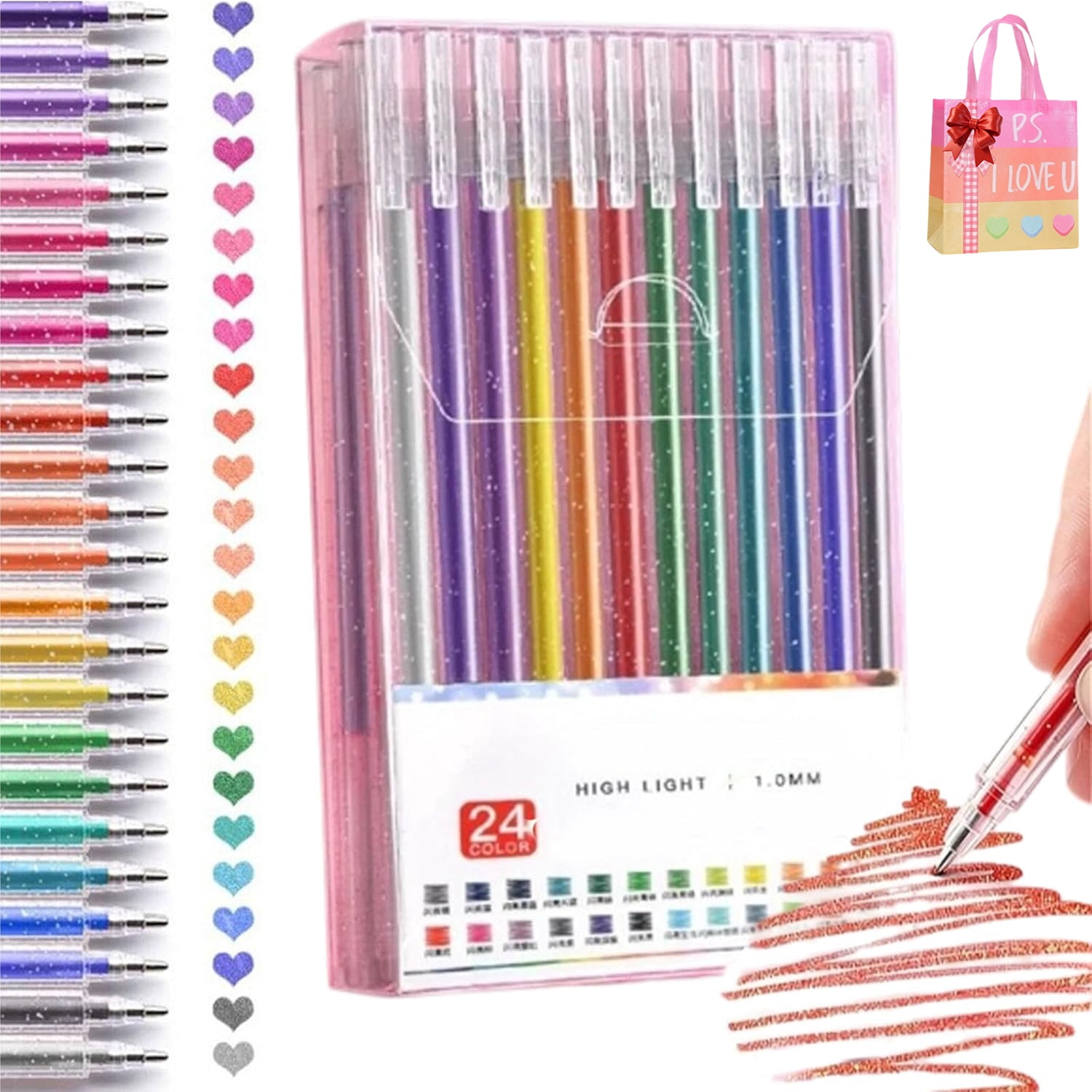 Glitter Gel Pen Set - High-Saturation Sparkling Pens, Shiny Color ...
