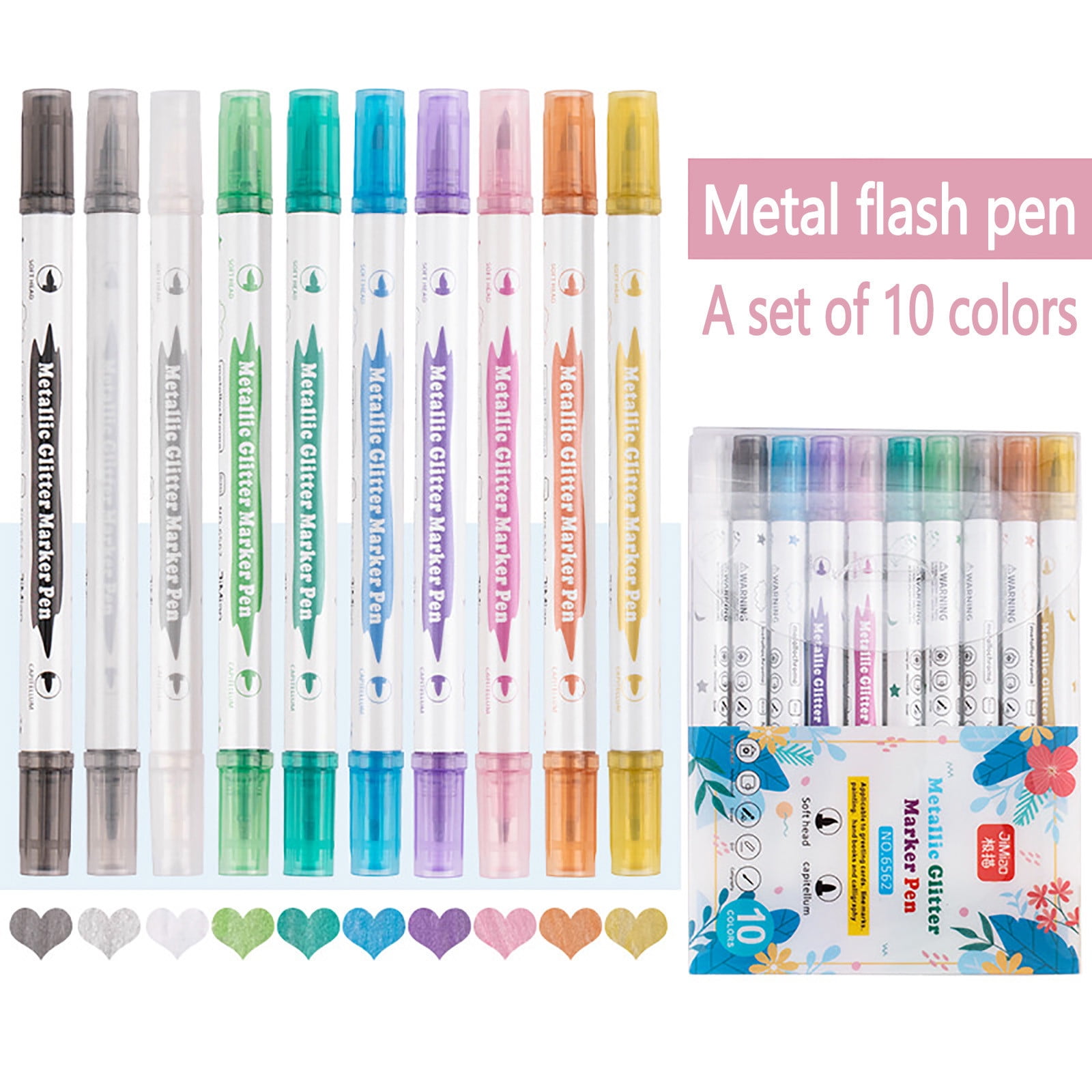 Glitter Gel Pens,Glitter Pens,Double-headed Pearlescent Metal Pen Soft ...