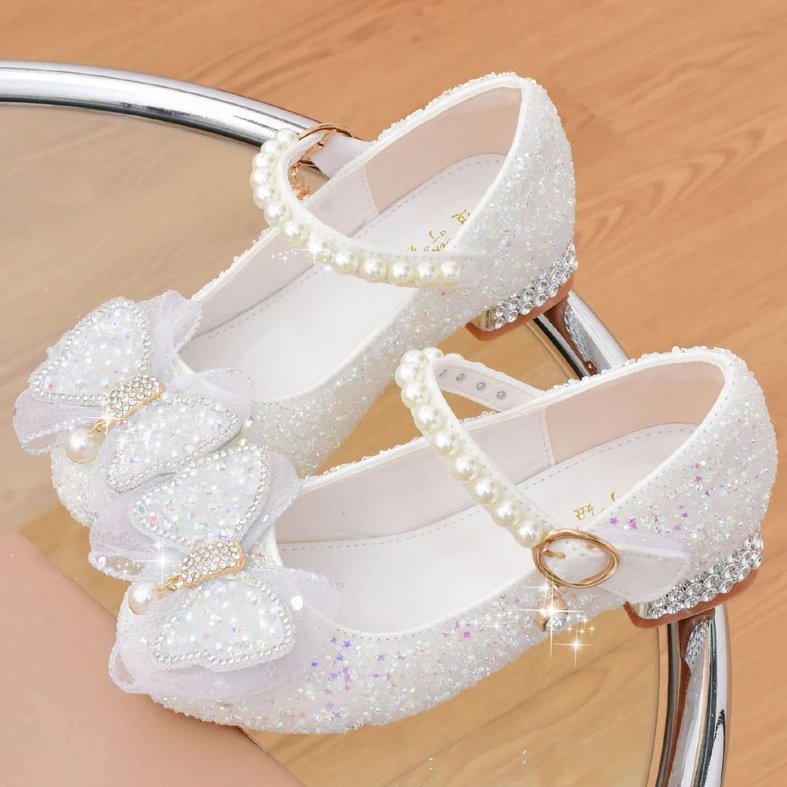 Glitter Girls' Dress Shoe with Wedding Ceremony Party White Sequin ...
