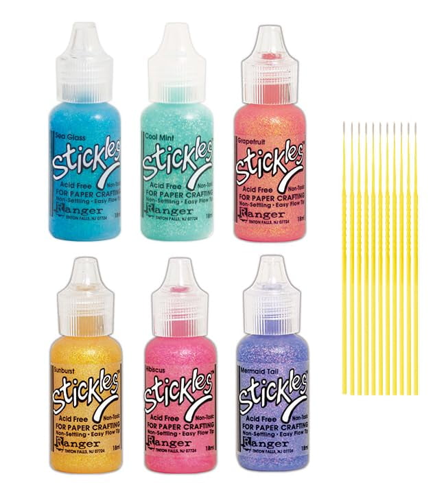 Glitter Glue Bundles - 6 Stickles .5 oz Glitter Glue Bottes with ...