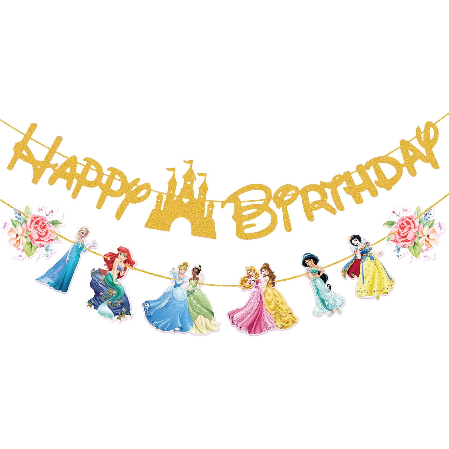 Gold Princess Birthday Banner for s Party Drations, Crown Theme ...