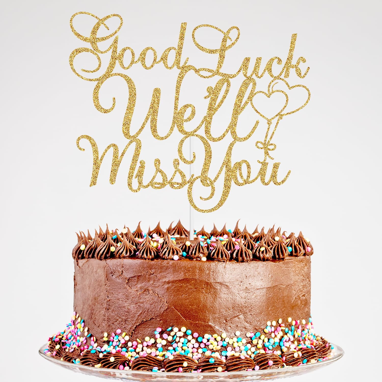 Glitter Good Luck We'll Miss You Cake Topper - Farewell Cake Topper ...