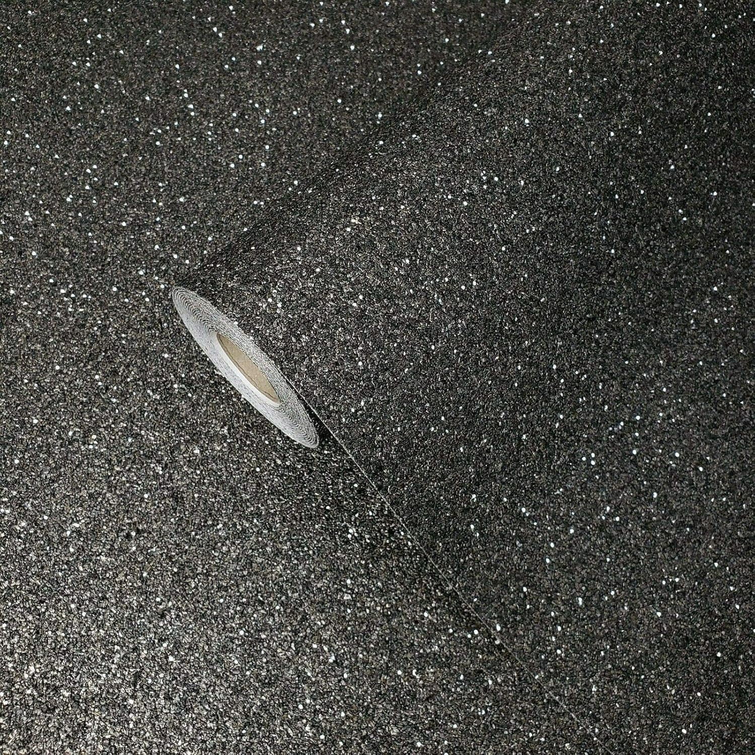 Glitter Gray Black chip Stone Natural Real mica Wallpaper Plain ...