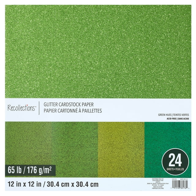 Glitter Greens 12" x 12" Cardstock Paper Pack by Recollections™, 24 ...