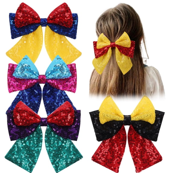 Glitter Hair Bows Clips Big Sequin Bows Sparkly Hair Ribbon Bows with ...