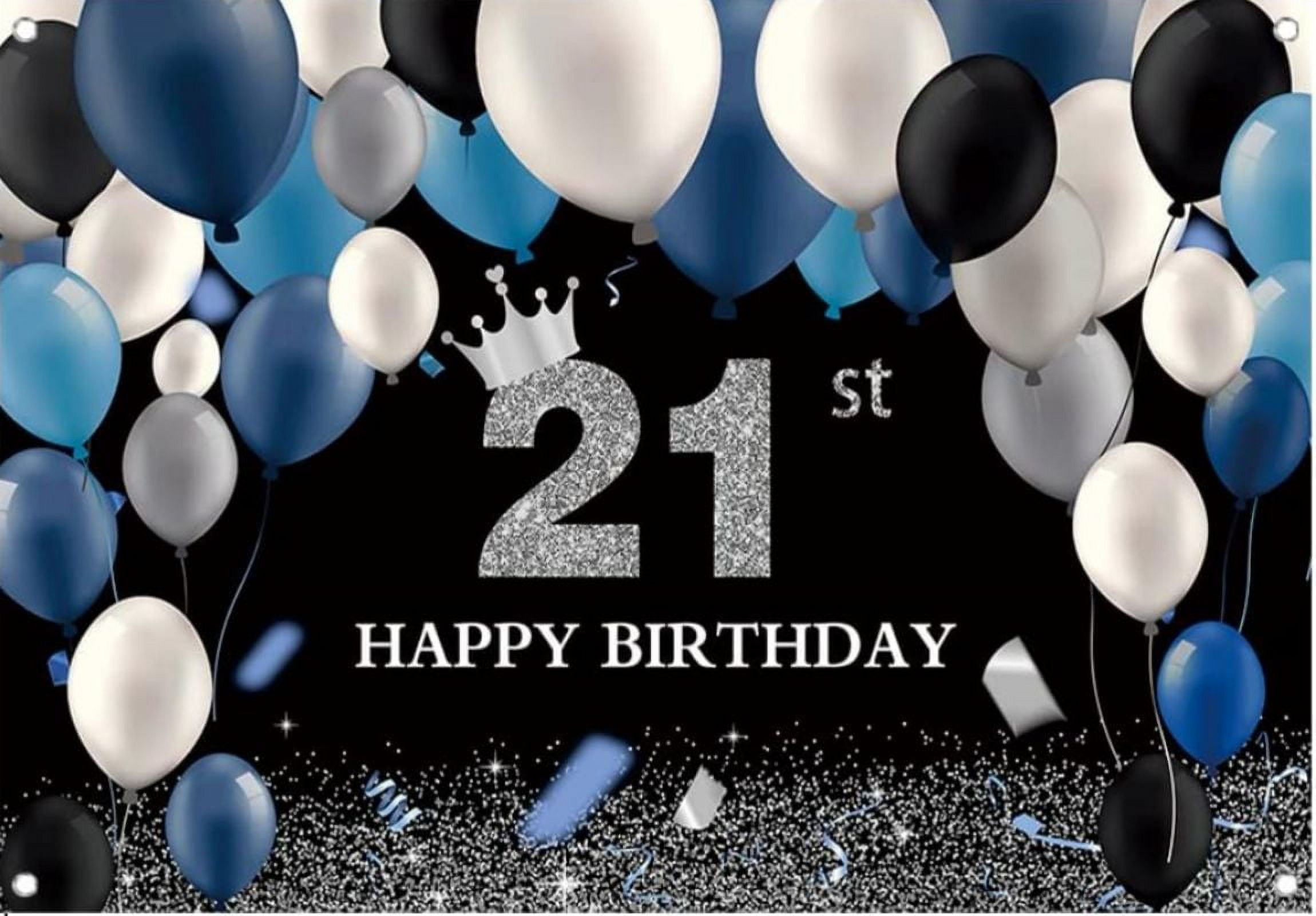 Glitter Happy 21st Birthday Background Customized Golden Balloons ...