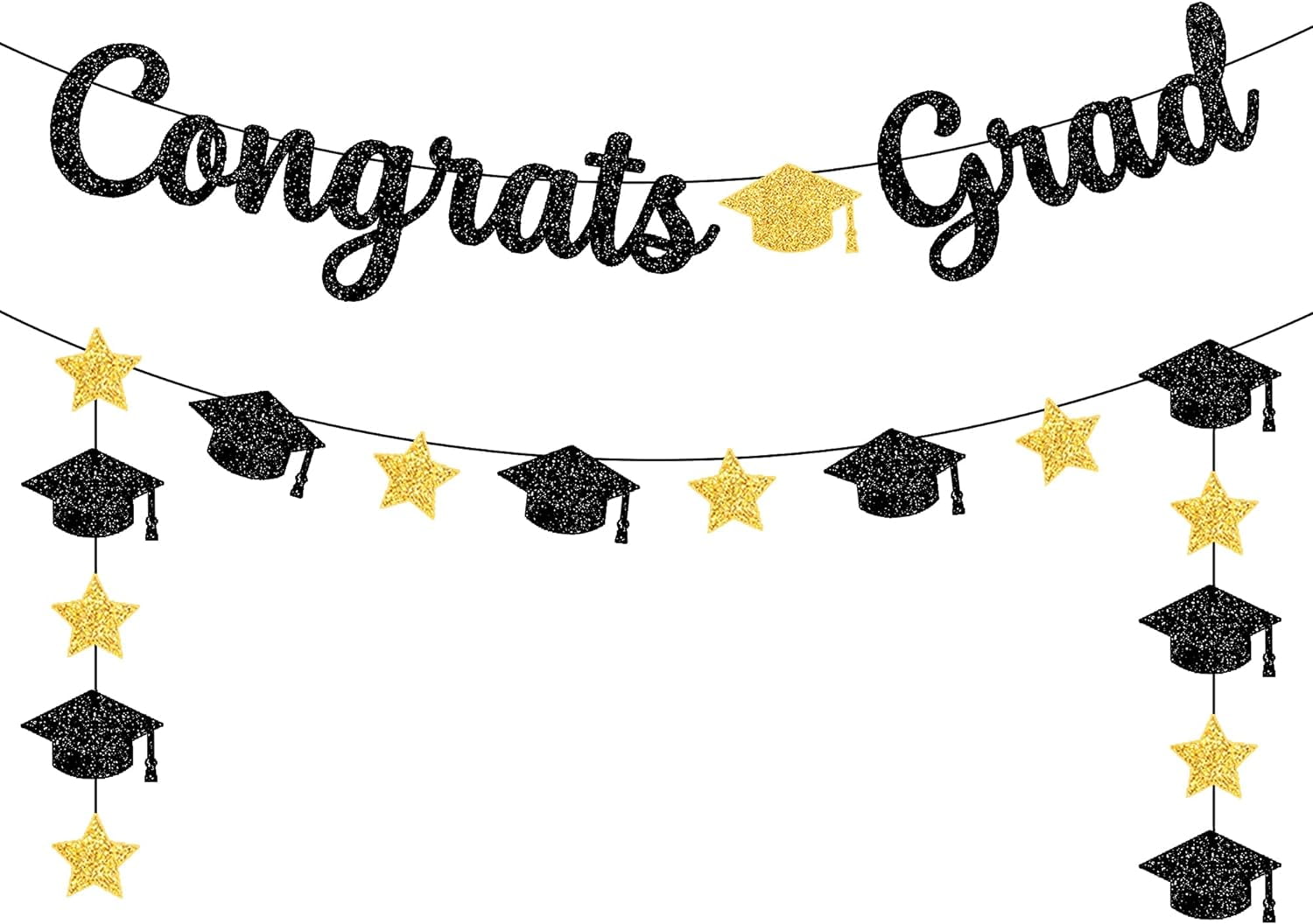 Glitter Happy Graduation Banner - No DIY, Happy Graduation Sign For ...