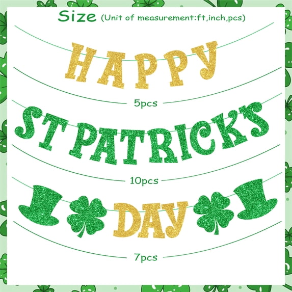Glitter Happy St. Patrick's Day Banner, St Patricks Day Banner Backdrop ...
