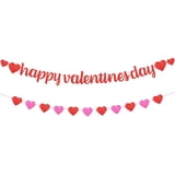 Glitter Happy Valentine's Banner - 10 Feet, No DIY | Red Pink Heart ...