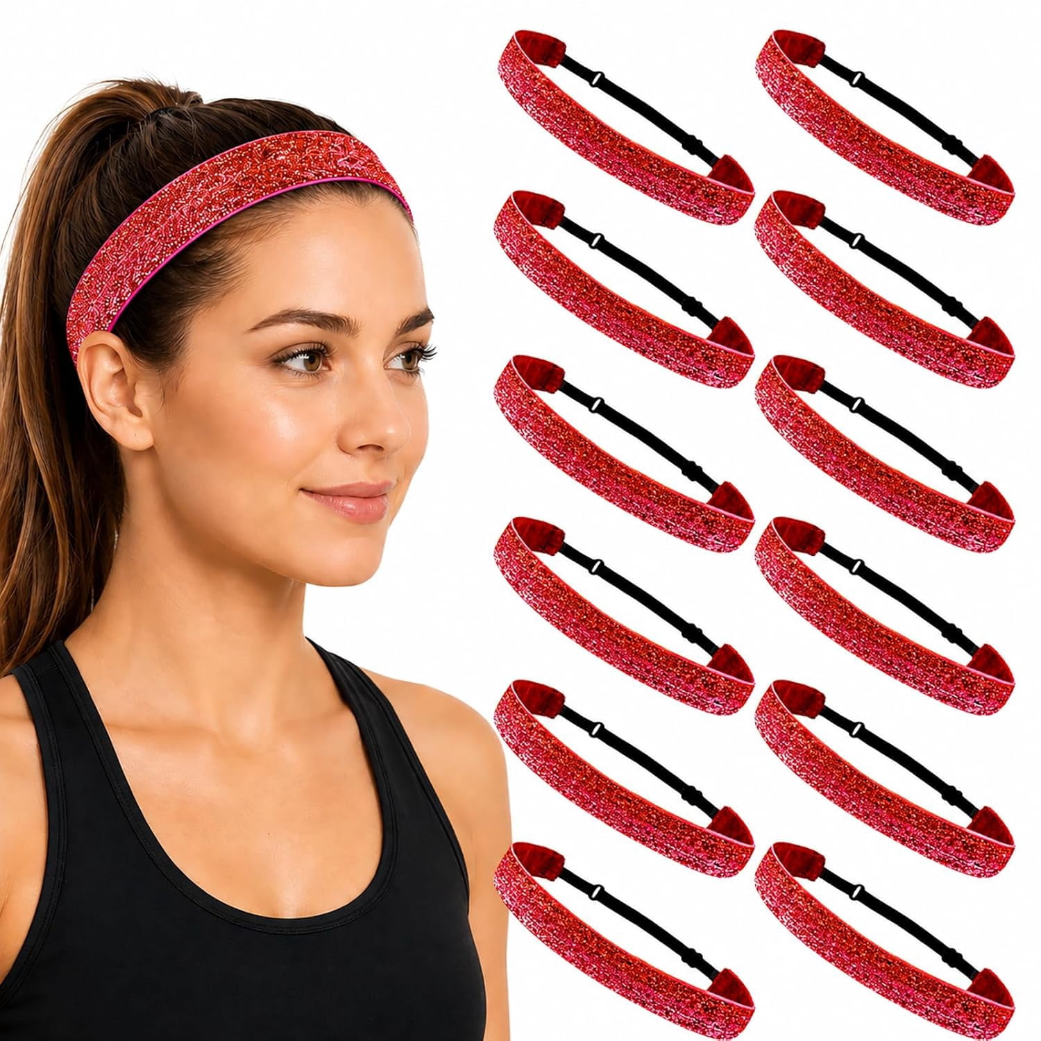 Glitter Headband Softball 12 Pack, Sparkly Sports Headbands for Women ...