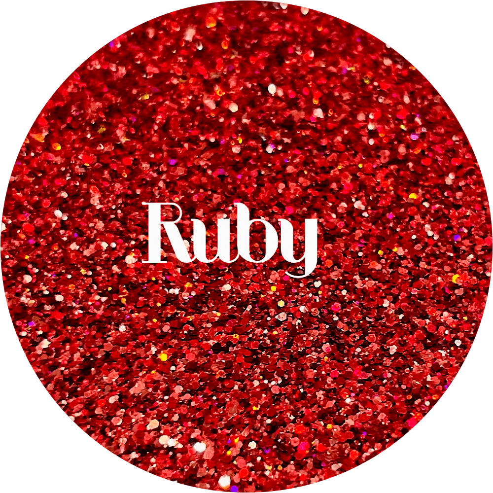 Glitter Heart Co. - High Quality Polyester Glitter - 2 oz Bottle - Ruby - Holographic Red Small ...