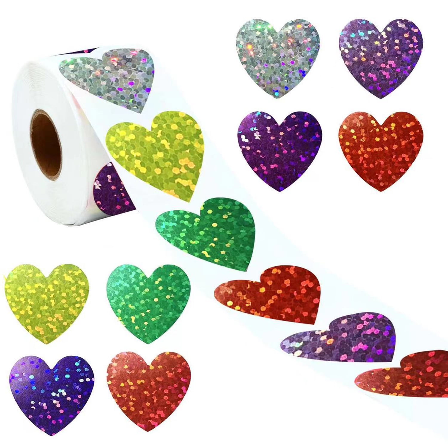 Glitter Heart Stickers, Foil Shiny Heart Stickers for Kids Reward ...