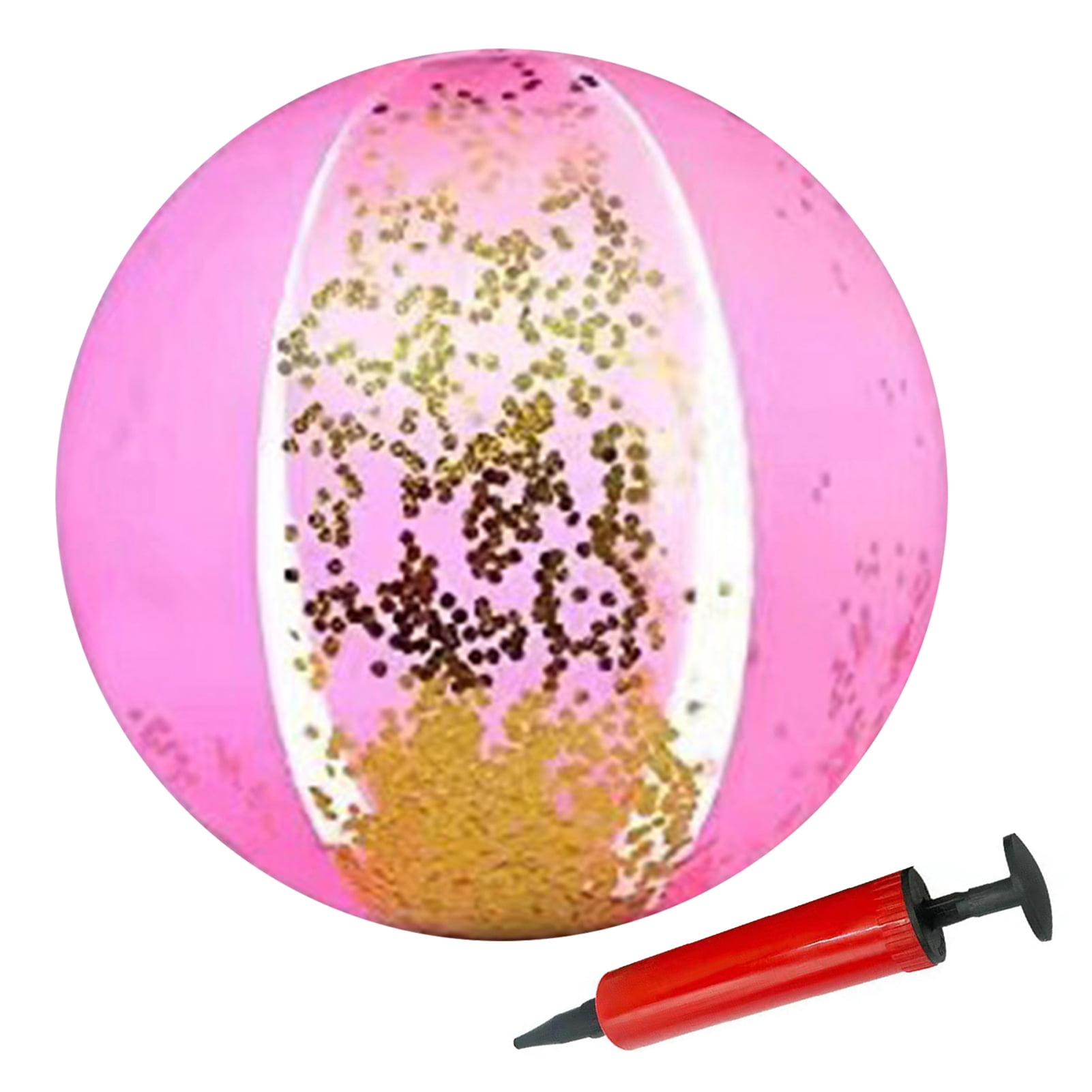 Glitter Inflatable Beach Ball Set with Pump Sparkling Pool Toys for ...