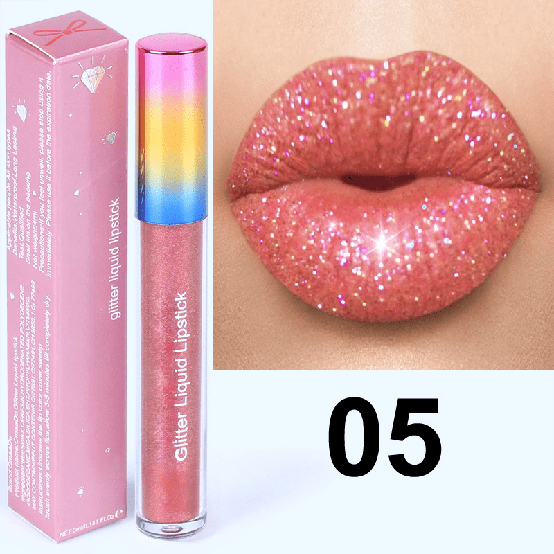 Glitter Liquid Lipstick Matte Diamond Shimmer Lip Gloss Makeup(05 ...