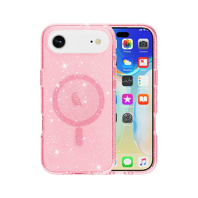 Glitter Magnetic PC & TPU Case for iPhone 17 Air with Tempered Glass ...