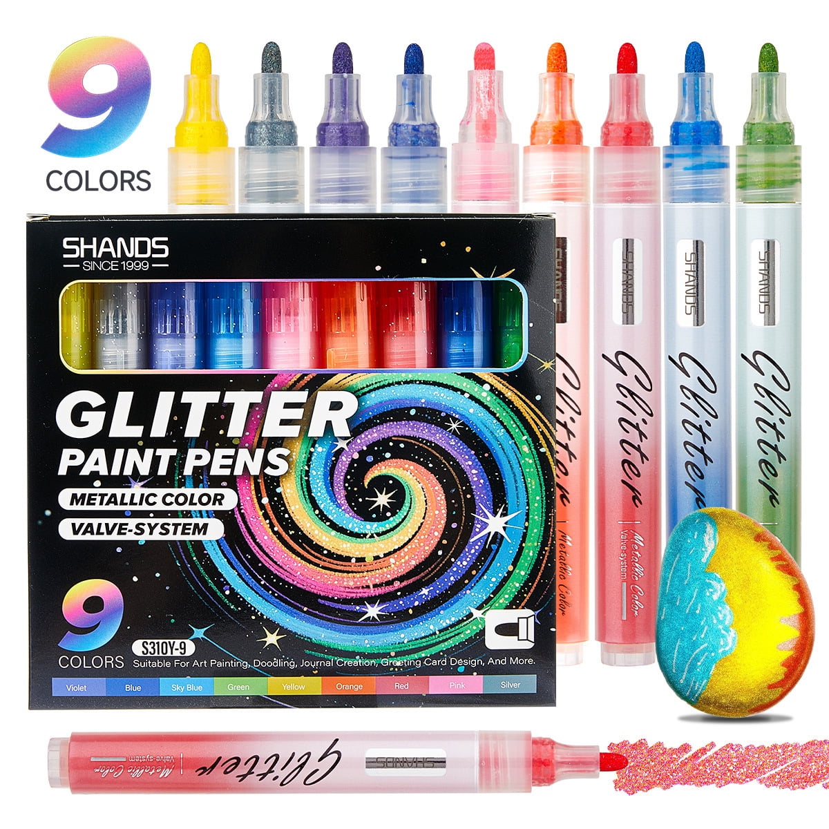Glitter Markers Set of 3/9, Color Markers, 2mm Nib for Medium Sized ...